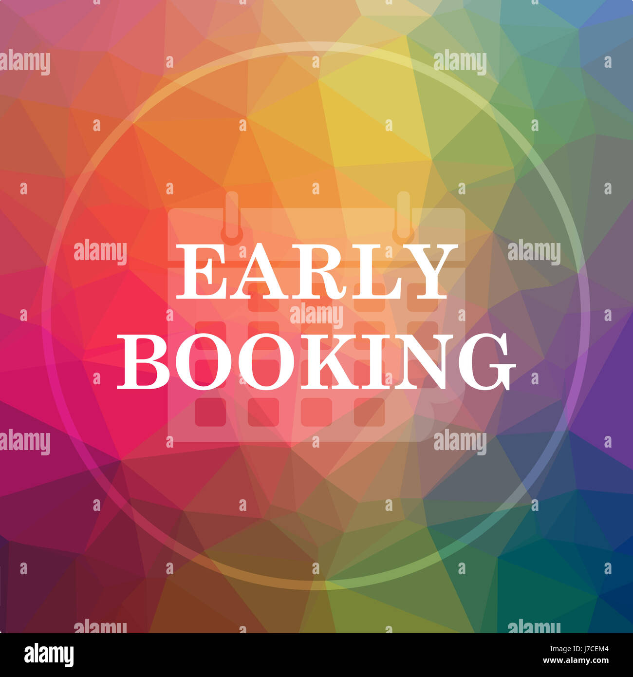 Early booking icon. Early booking website button on low poly background ...