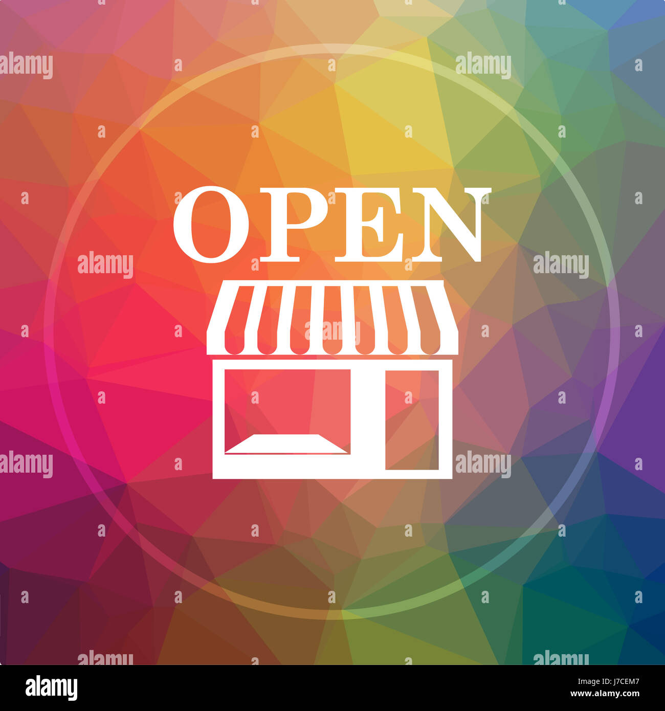 Open store icon. Open store website button on low poly background Stock ...