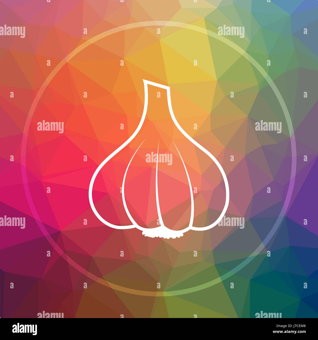 Garlic icon. Garlic website button on low poly background Stock Photo ...