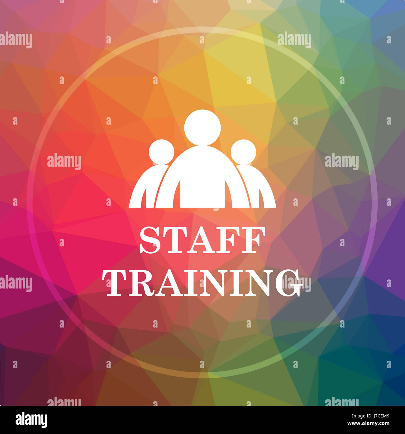 Staff training icon. Staff training website button on low poly ...
