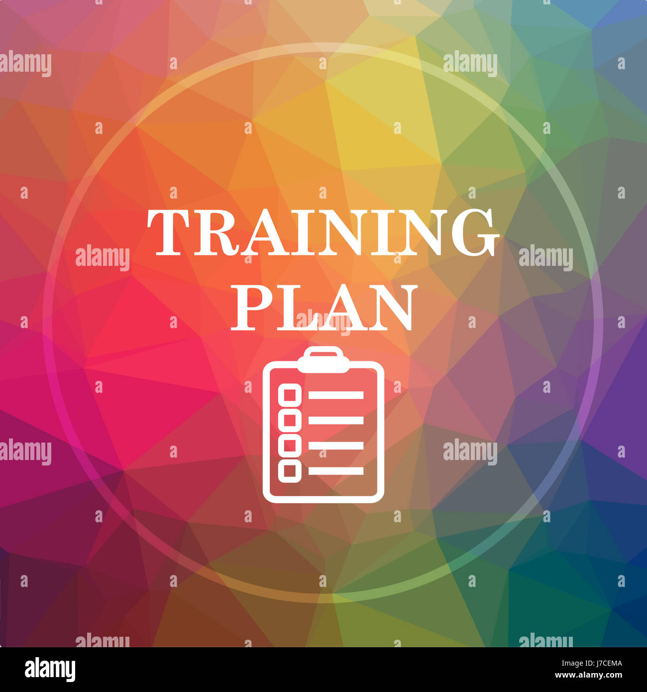 Training plan icon. Training plan website button on low poly background ...