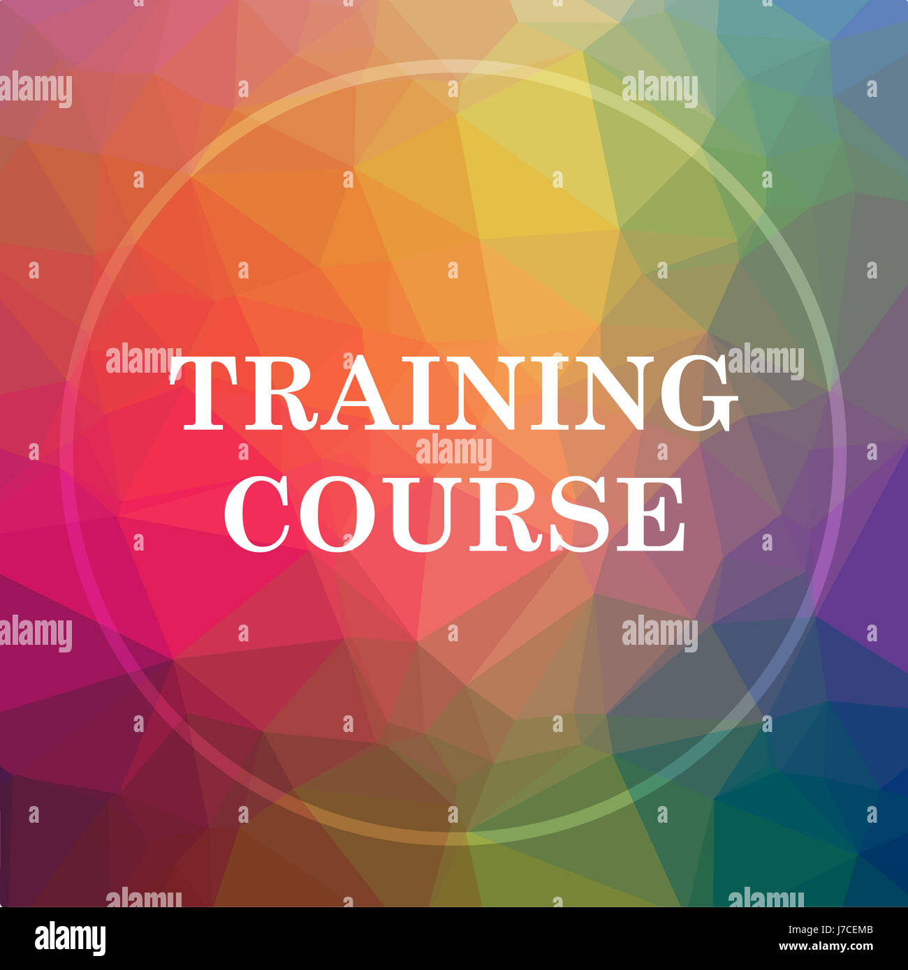 Training course icon. Training course website button on low poly ...