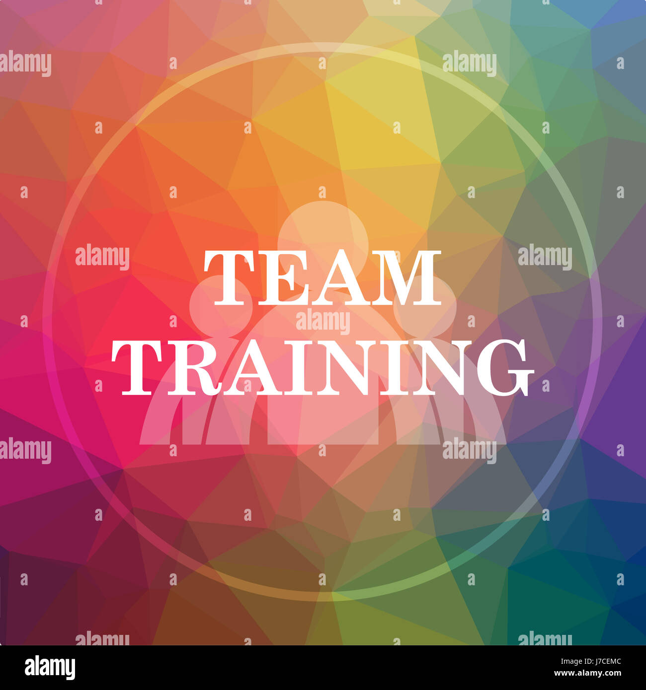 Team training icon. Team training website button on low poly background ...
