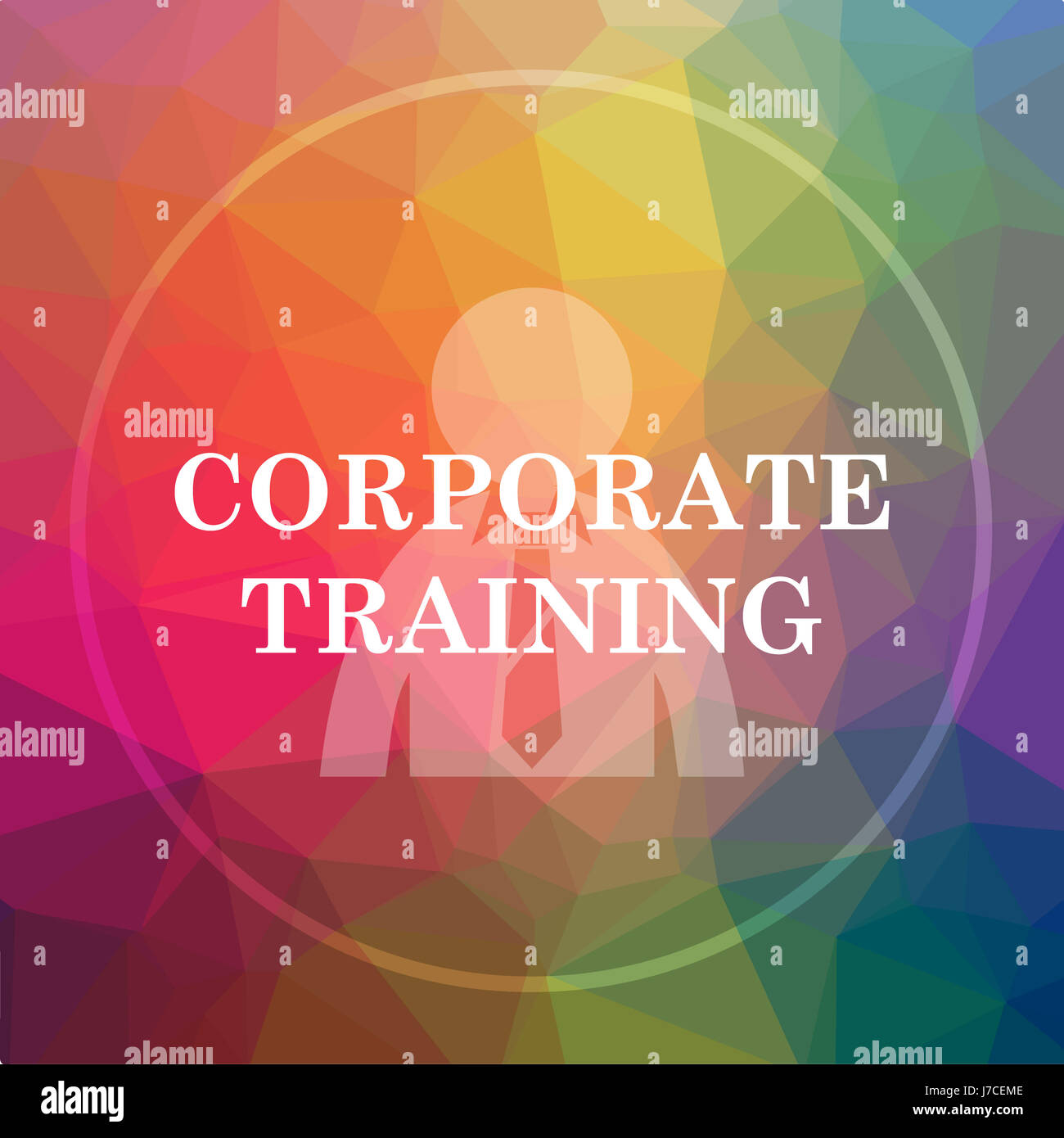 Corporate training icon. Corporate training website button on low poly ...