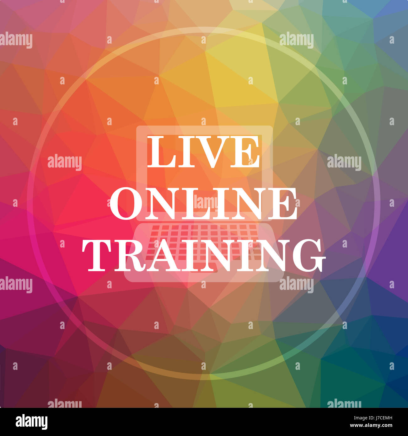 Live online training icon. Live online training website button on low ...