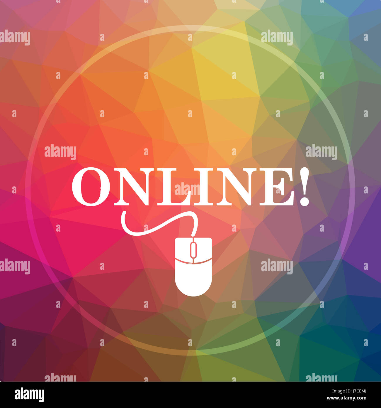 Online with mouse icon. Online with mouse website button on low poly background Stock Photo - Alamy