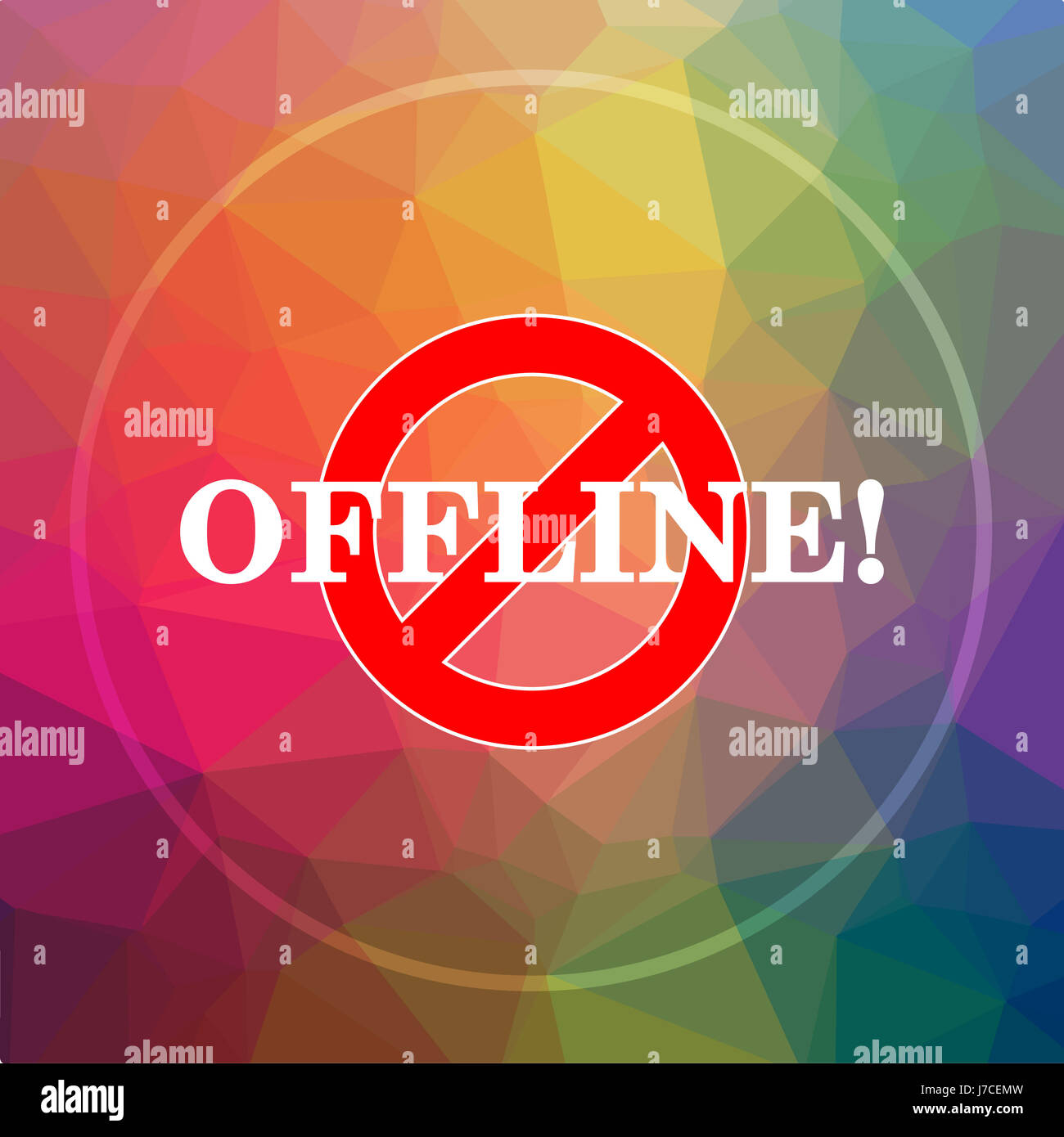 Offline icon. Offline website button on low poly background Stock Photo ...