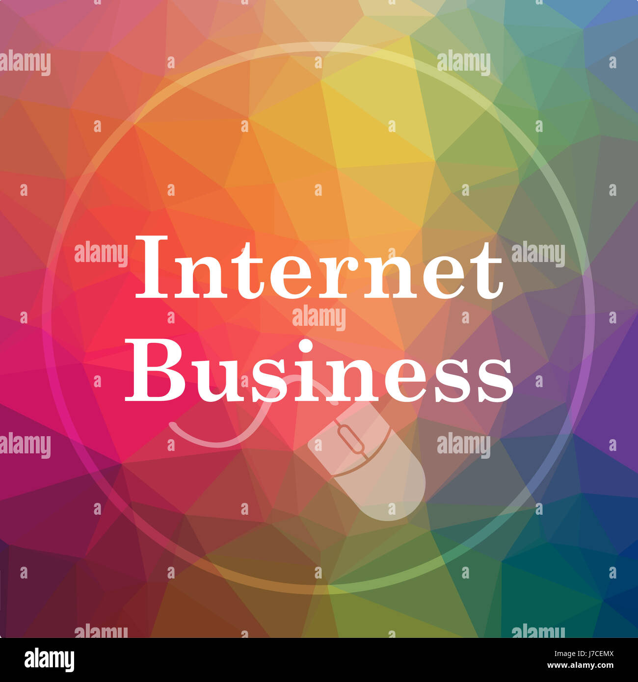 Internet business icon. Internet business website button on low poly ...