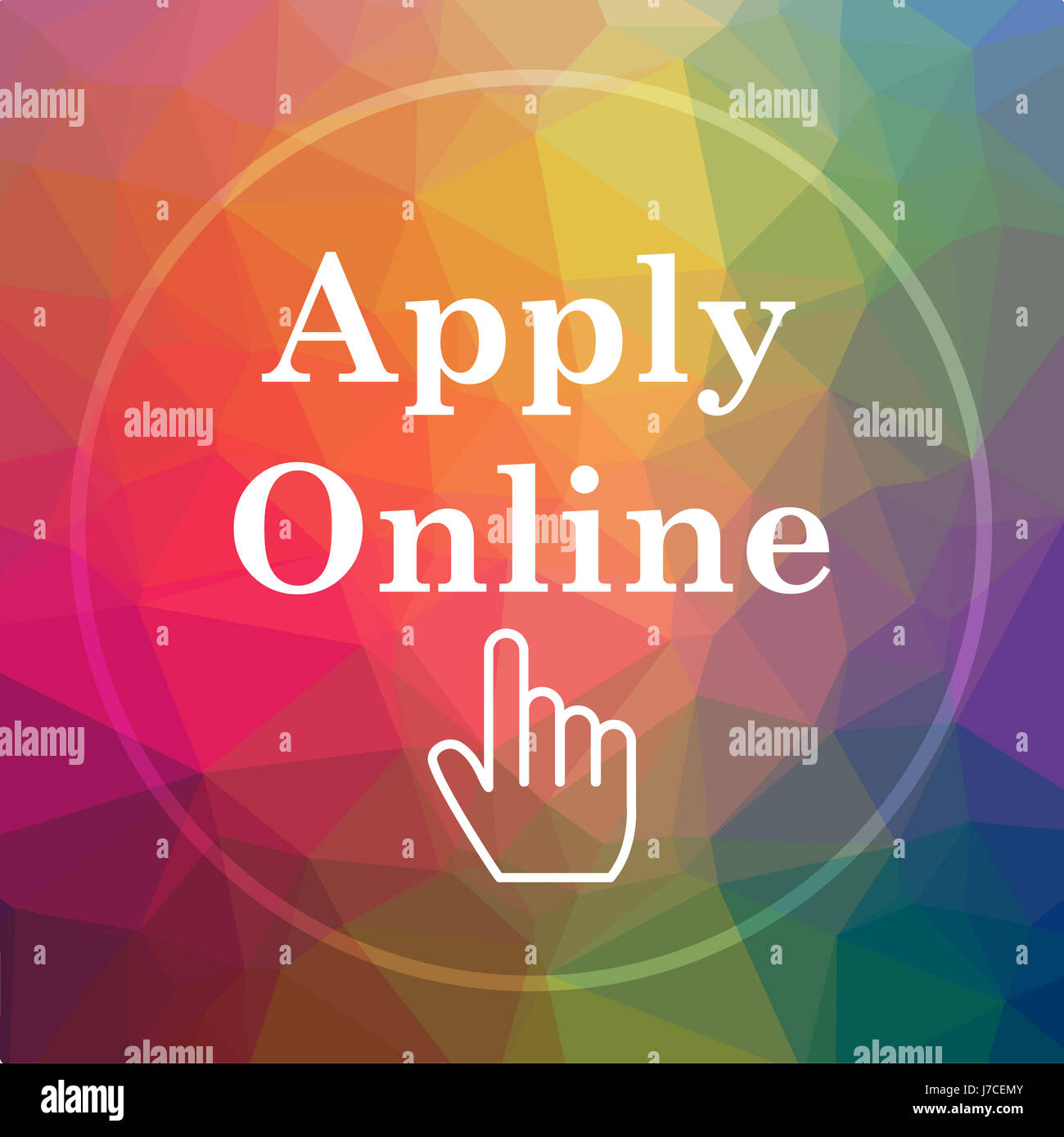 Apply online icon. Apply online website button on low poly background ...