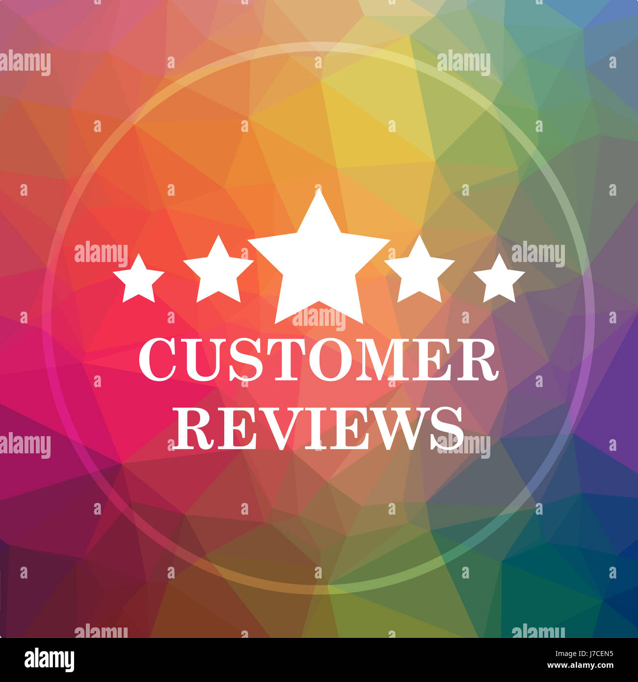 Customer reviews icon. Customer reviews website button on low poly ...