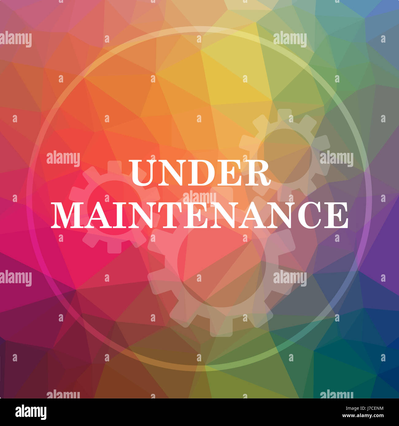 Under maintenance icon. Under maintenance website button on low poly ...