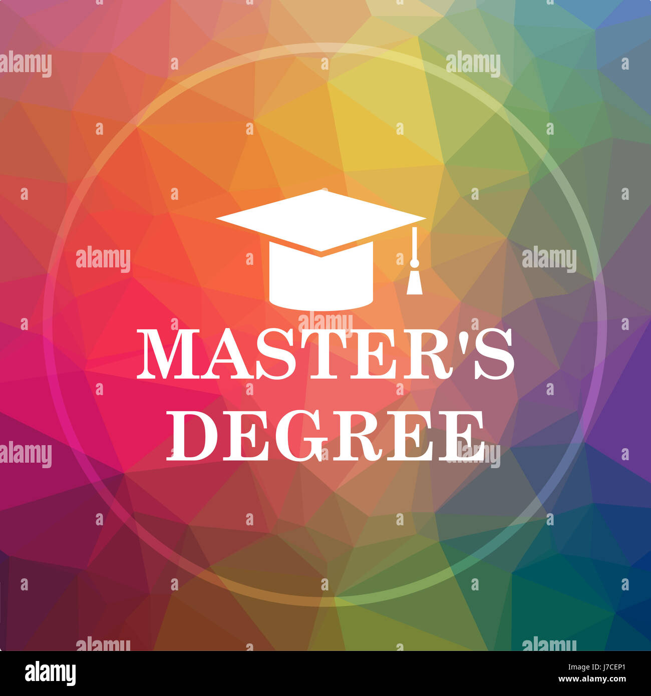 Master's degree icon. Master's degree website button on low poly ...