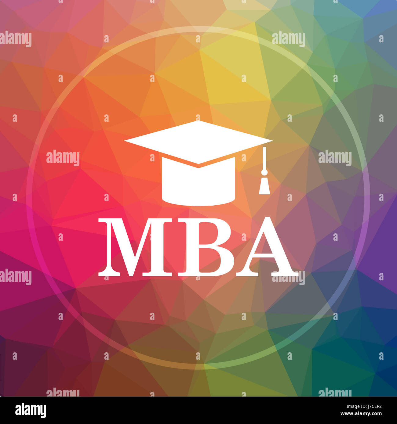 MBA icon. MBA website button on low poly background Stock Photo - Alamy