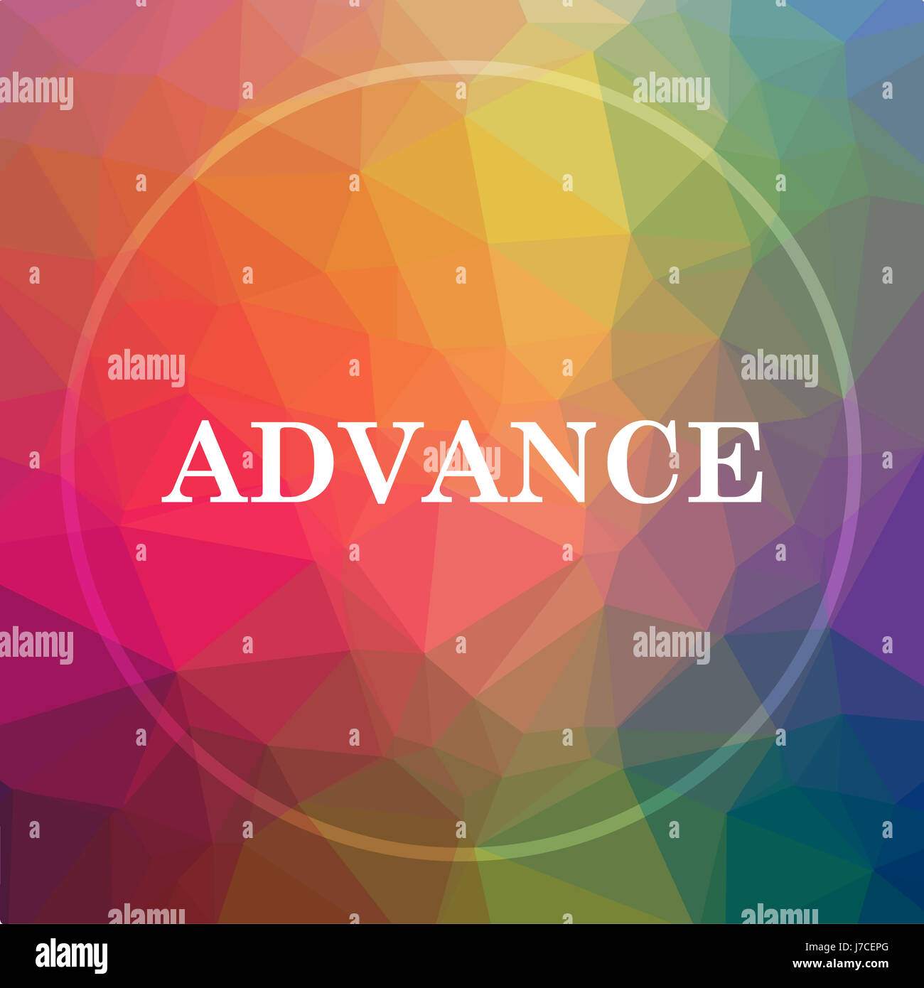 Advance icon. Advance website button on low poly background Stock Photo ...