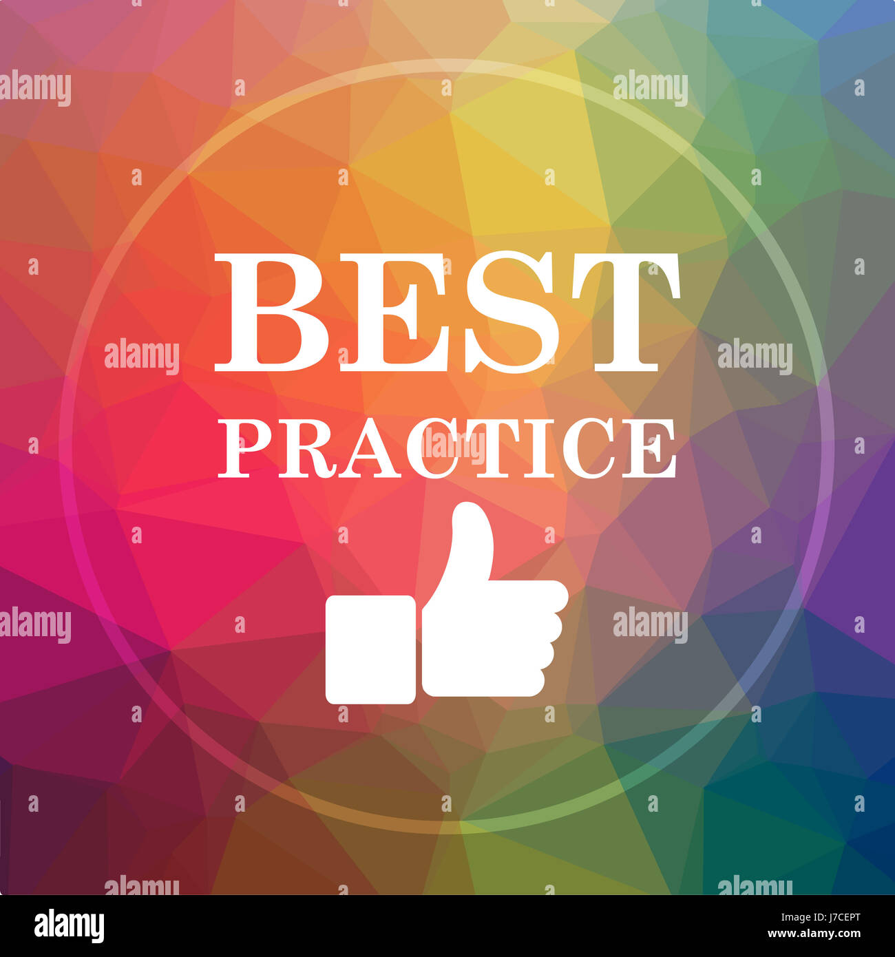 Best practice icon. Best practice website button on low poly background ...