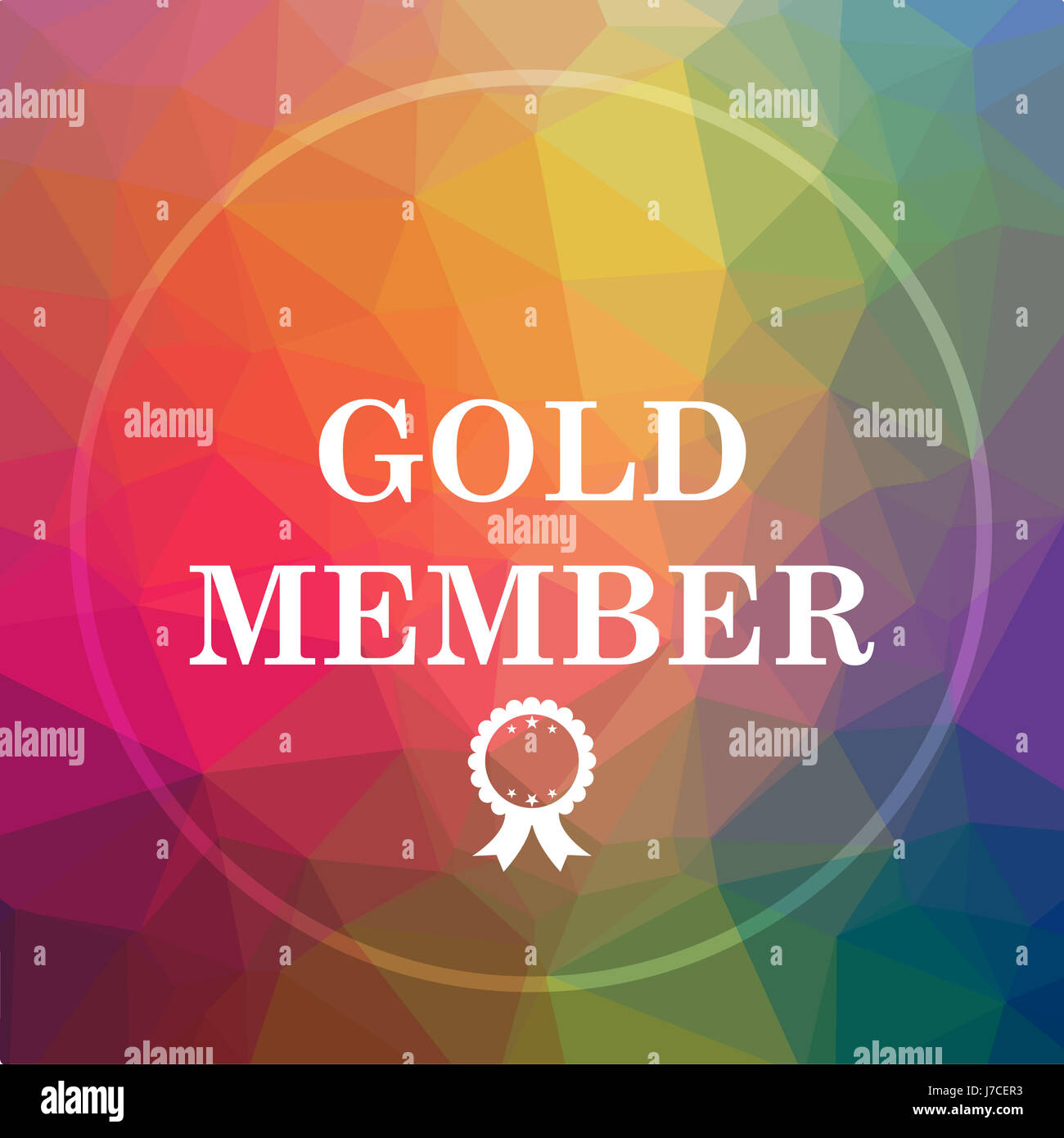 Gold member icon. Gold member website button on low poly background ...