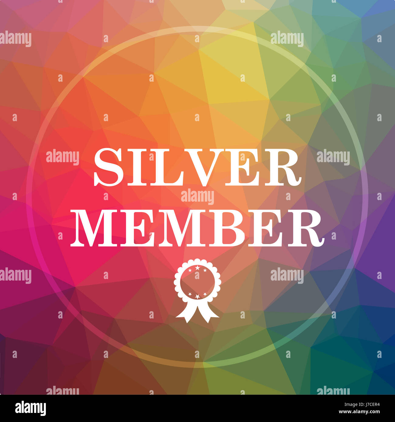Silver member icon. Silver member website button on low poly background ...