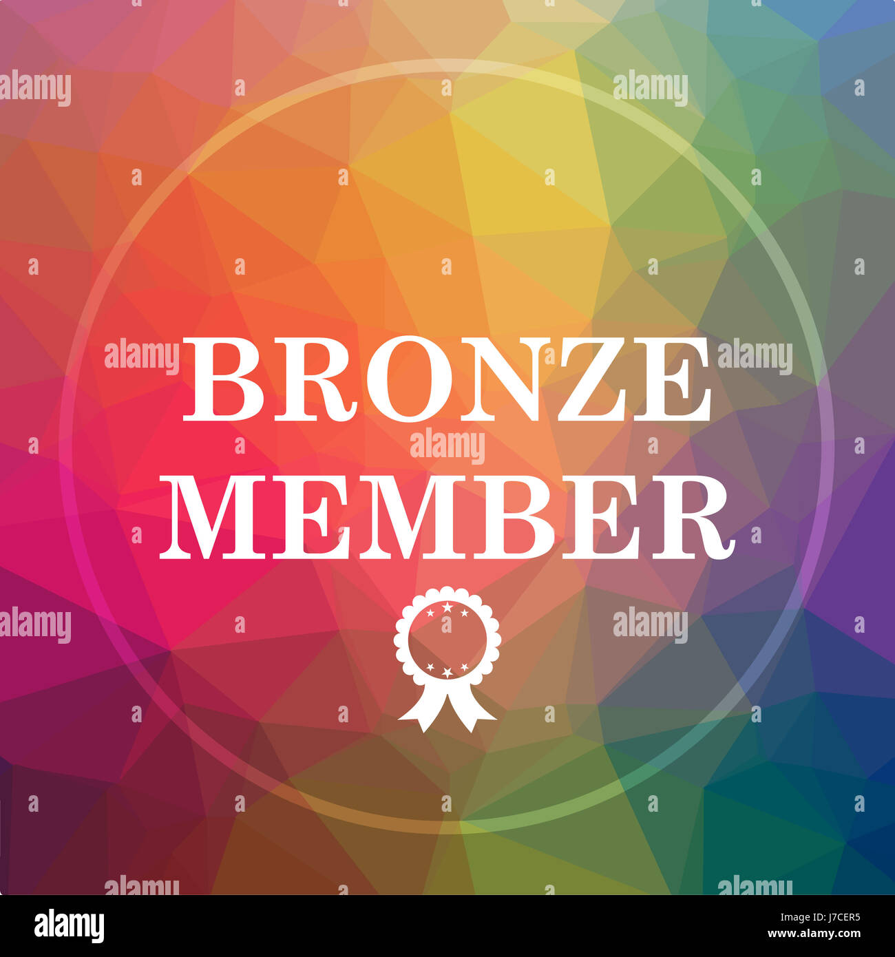 Bronze member icon. Bronze member website button on low poly background ...