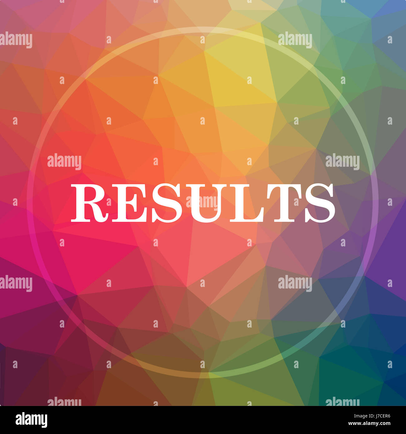Results icon. Results website button on low poly background Stock Photo ...