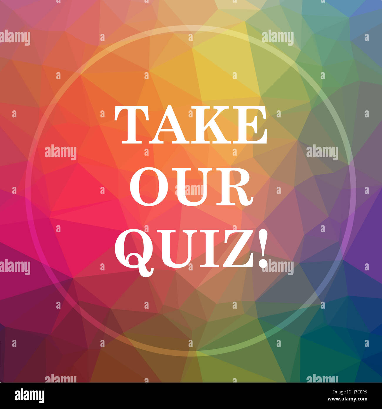 Take our quiz icon. Take our quiz website button on low poly background ...