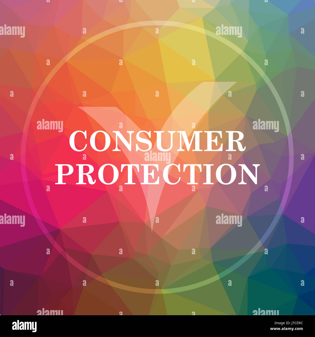 Consumer protection icon. Consumer protection website button on low ...