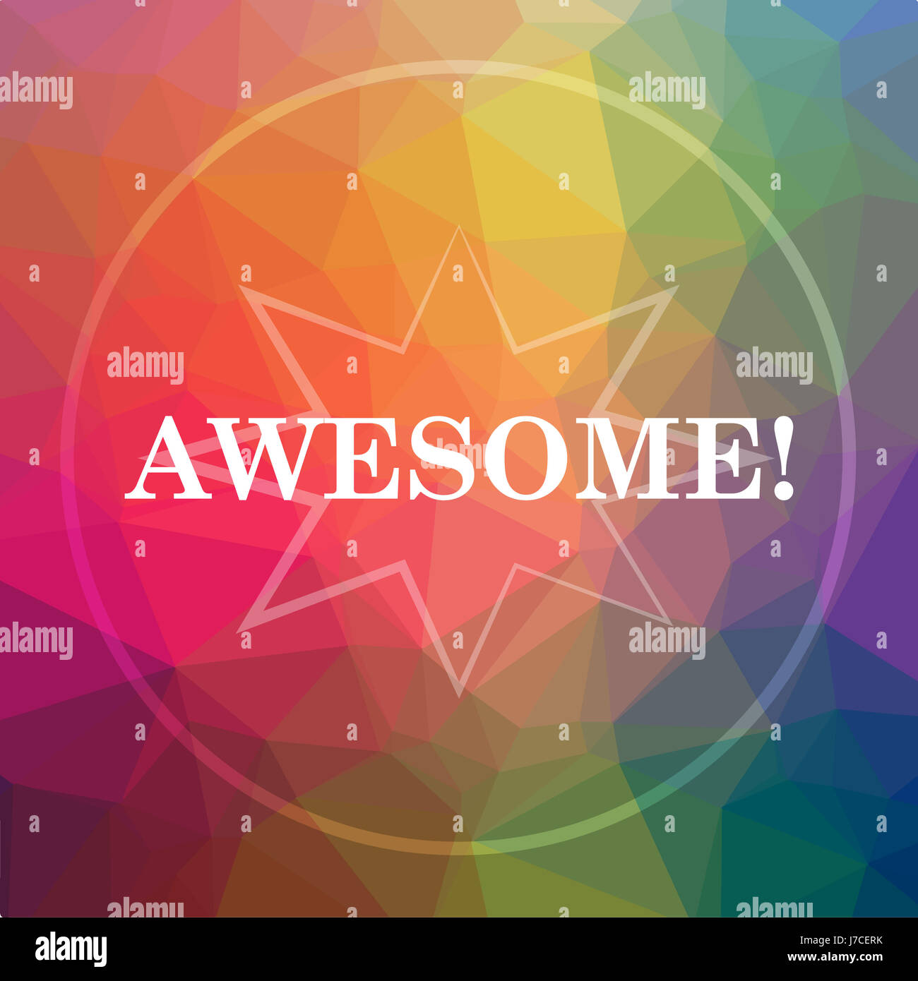 Awesome icon. Awesome website button on low poly background Stock Photo ...