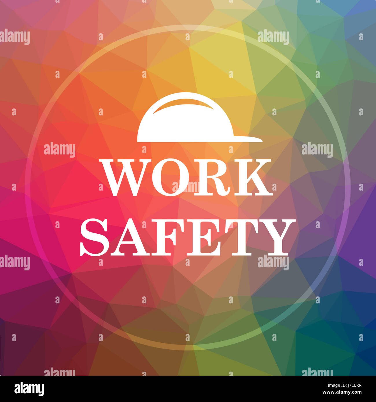 Work safety icon. Work safety website button on low poly background ...