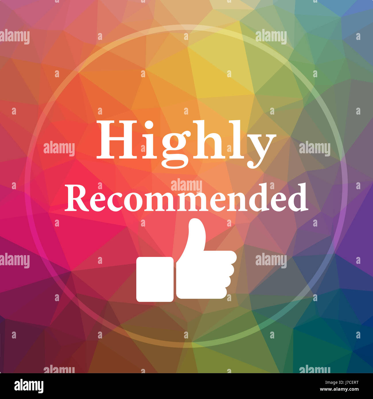 Highly recommended icon. Highly recommended website button on low poly ...