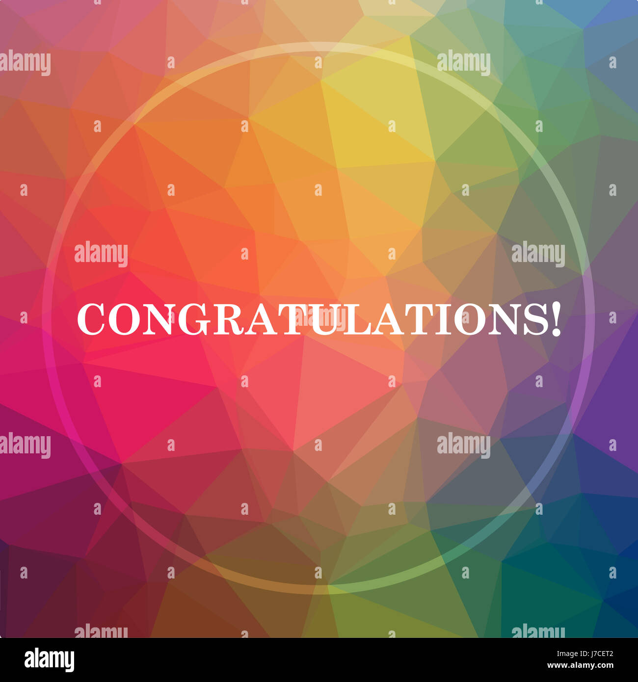 Congratulations icon. Congratulations website button on low poly ...