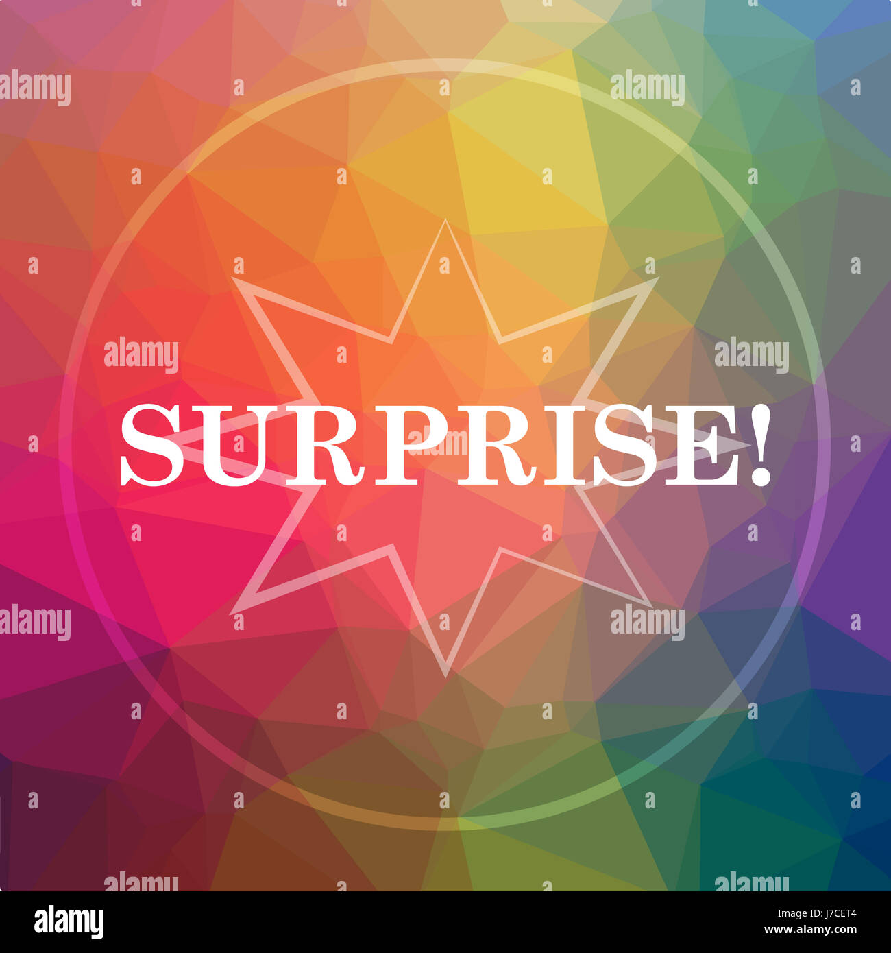 Surprise icon. Surprise website button on low poly background Stock ...