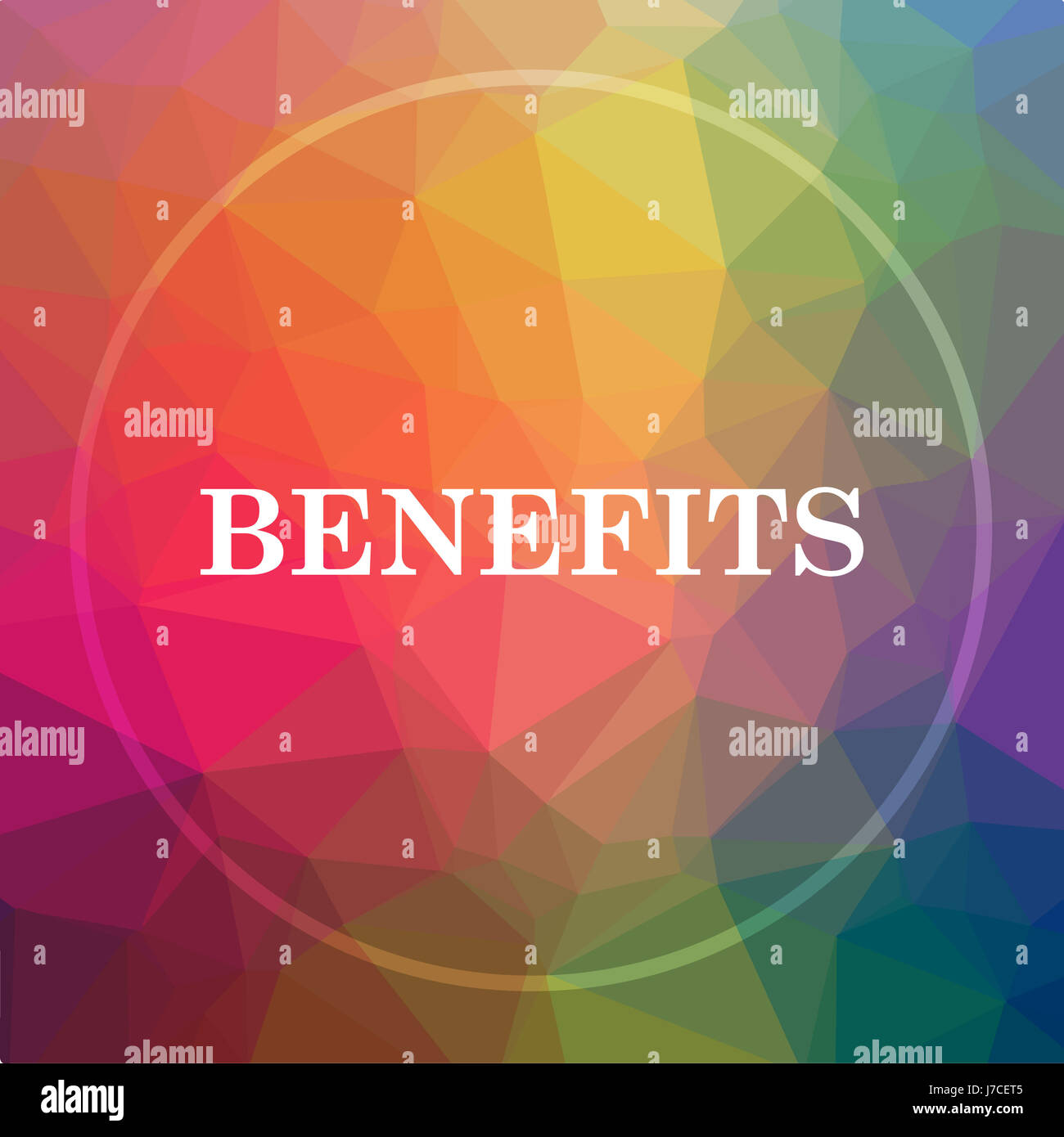 Benefits icon. Benefits website button on low poly background Stock ...