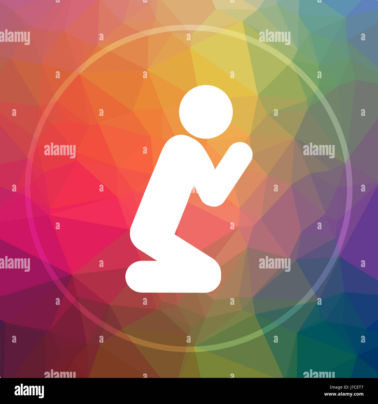 Prayer icon. Prayer website button on low poly background Stock Photo ...