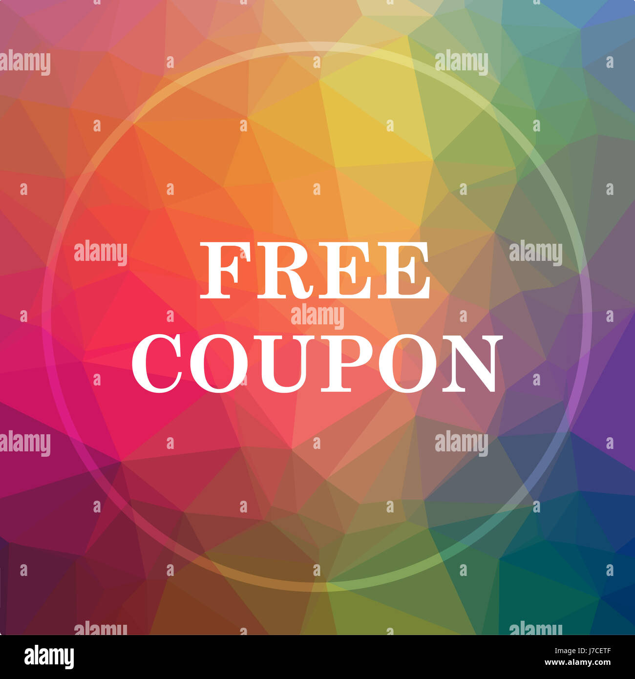 Free coupon icon. Free coupon website button on low poly background ...