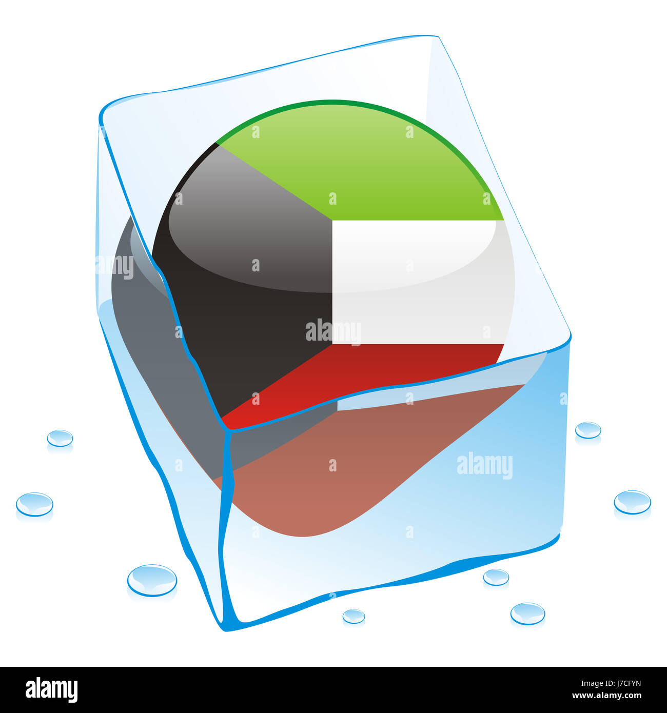 cold catarrh illustration flag freeze kuwait ice blue object travel ...