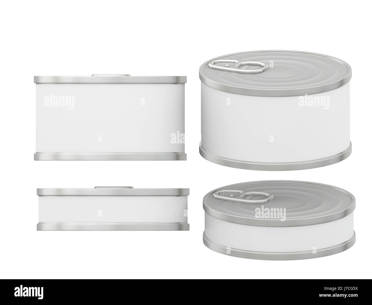 General short cylindrical can packaging with white blank label for ...