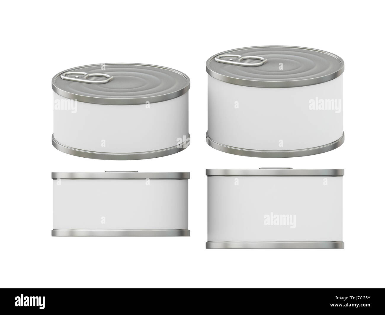 General short cylindrical can packaging with white blank label for ...