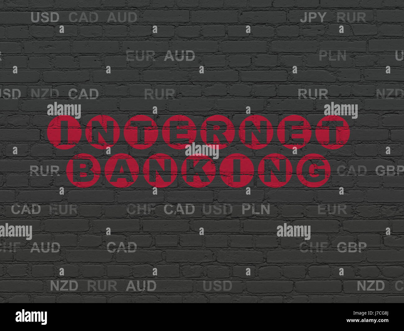 Currency concept: Internet Banking on wall background Stock Photo - Alamy