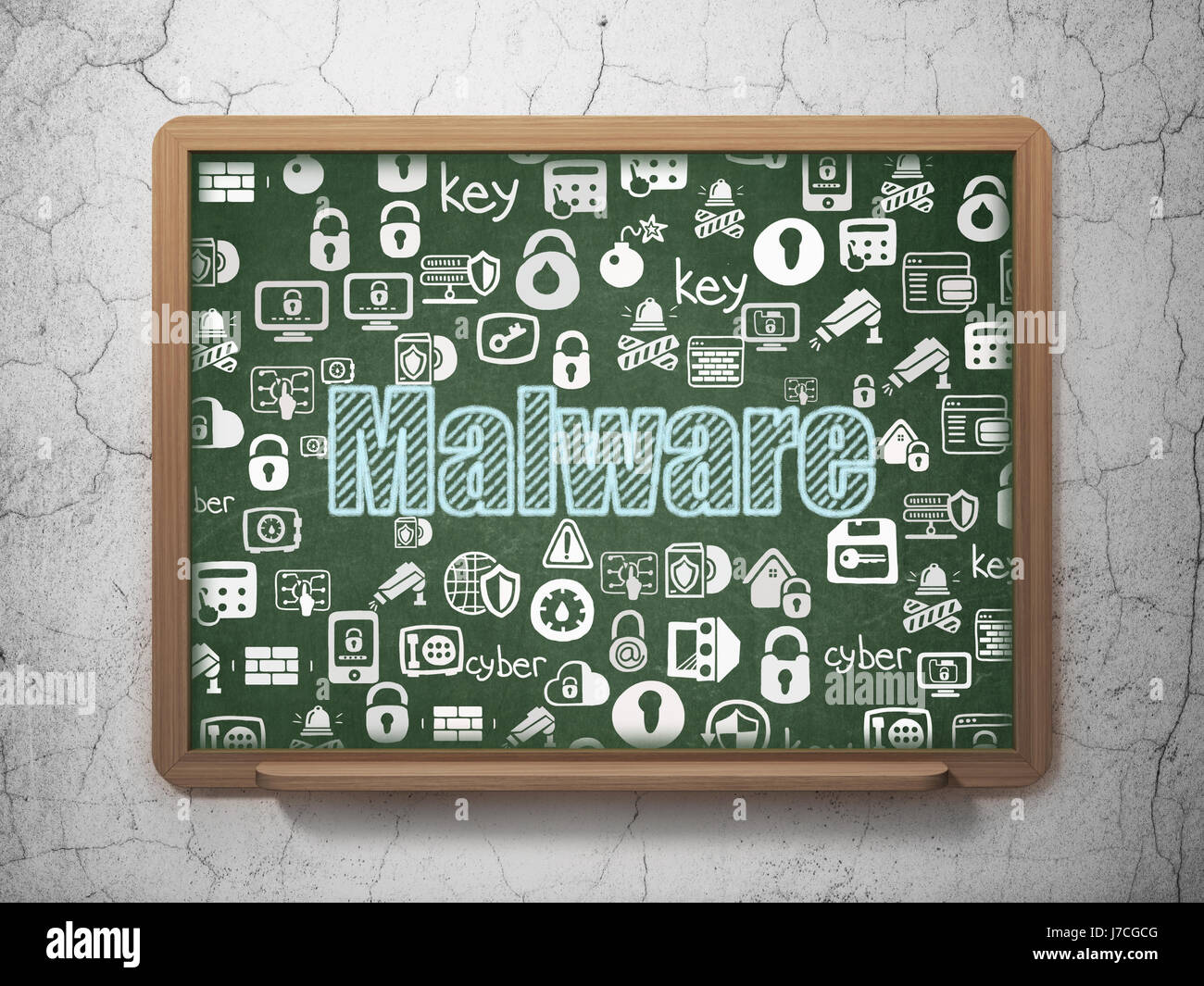 Protection concept: Malware on School board background Stock Photo - Alamy