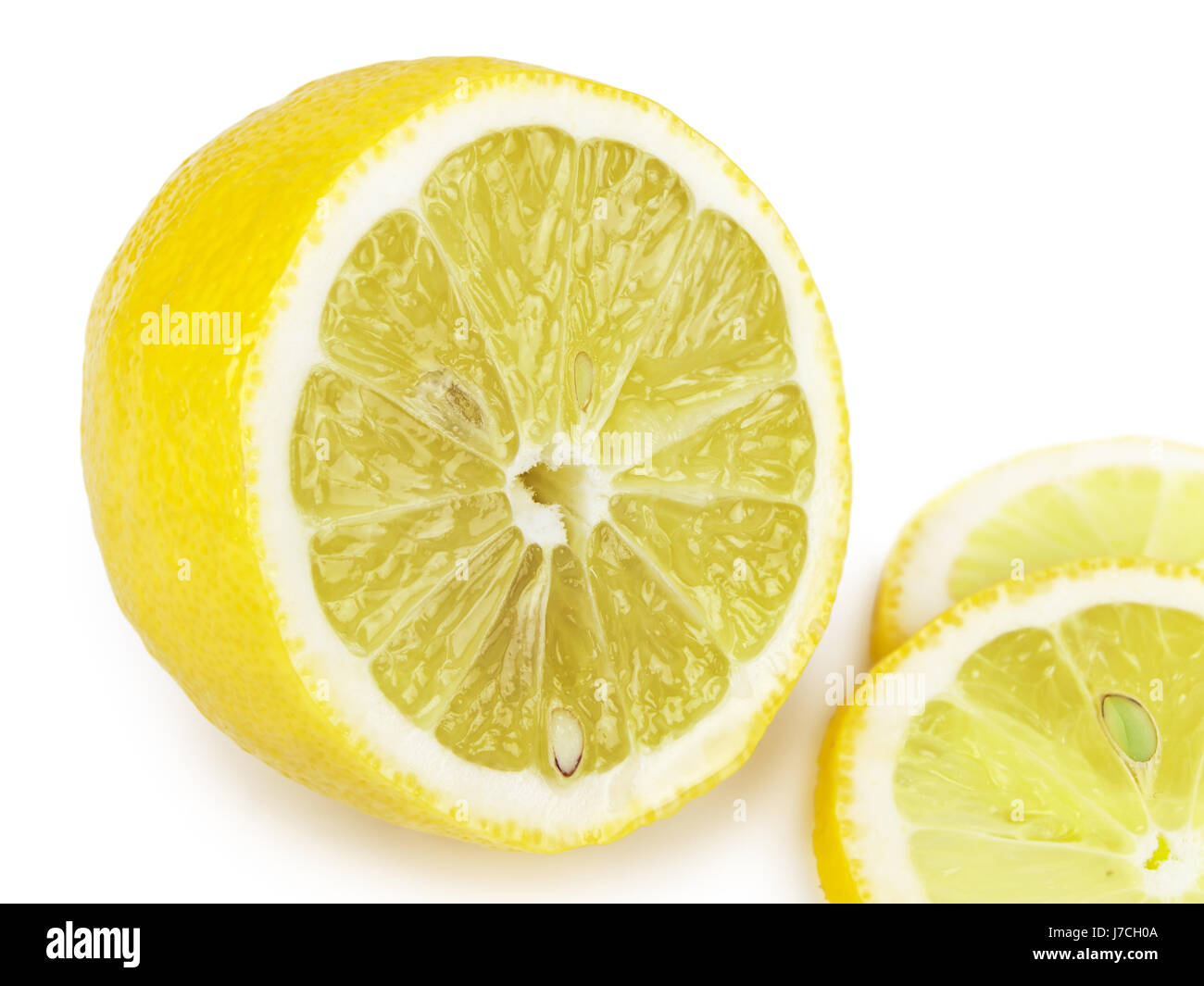 fruit lemon citron citrus food aliment ripe fruit sour cut cross ...