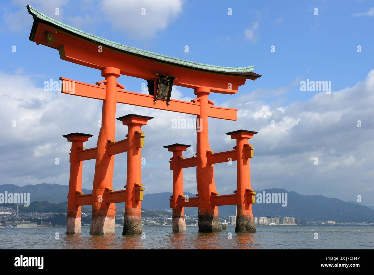 japan orange shrine water blue temple wood asia tourism goal passage ...