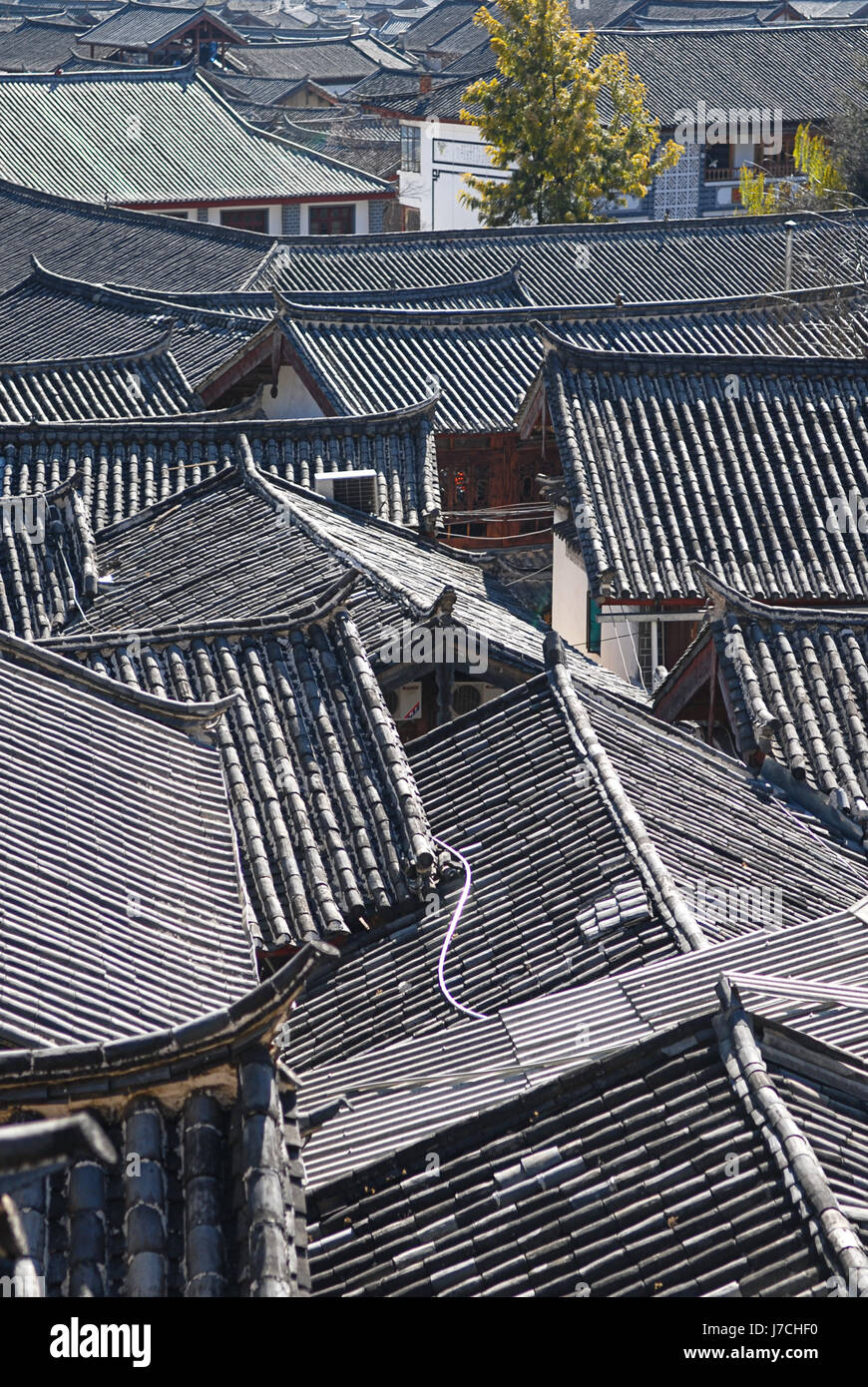 asia sightseeing maze rooftop china house building city town stone ...