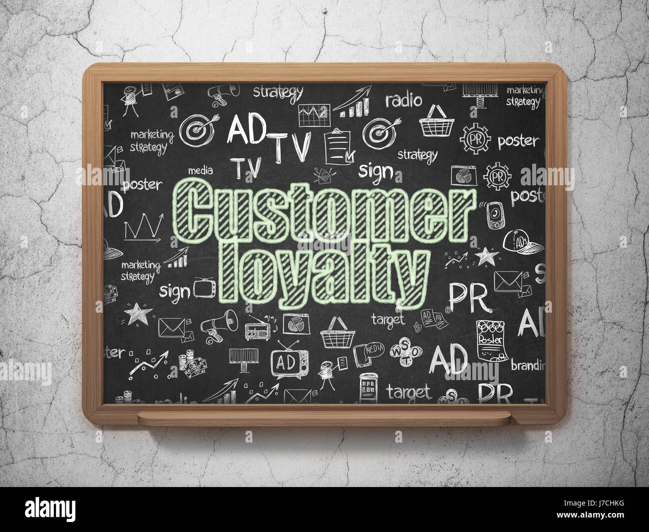 Advertising concept: Customer Loyalty on School board background Stock ...