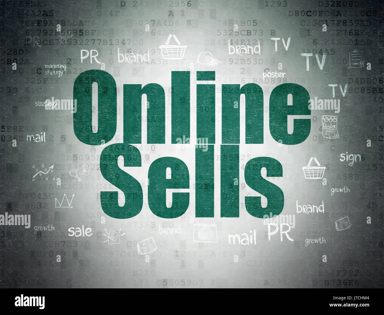 Marketing concept: Online Sells on Digital Data Paper background Stock ...