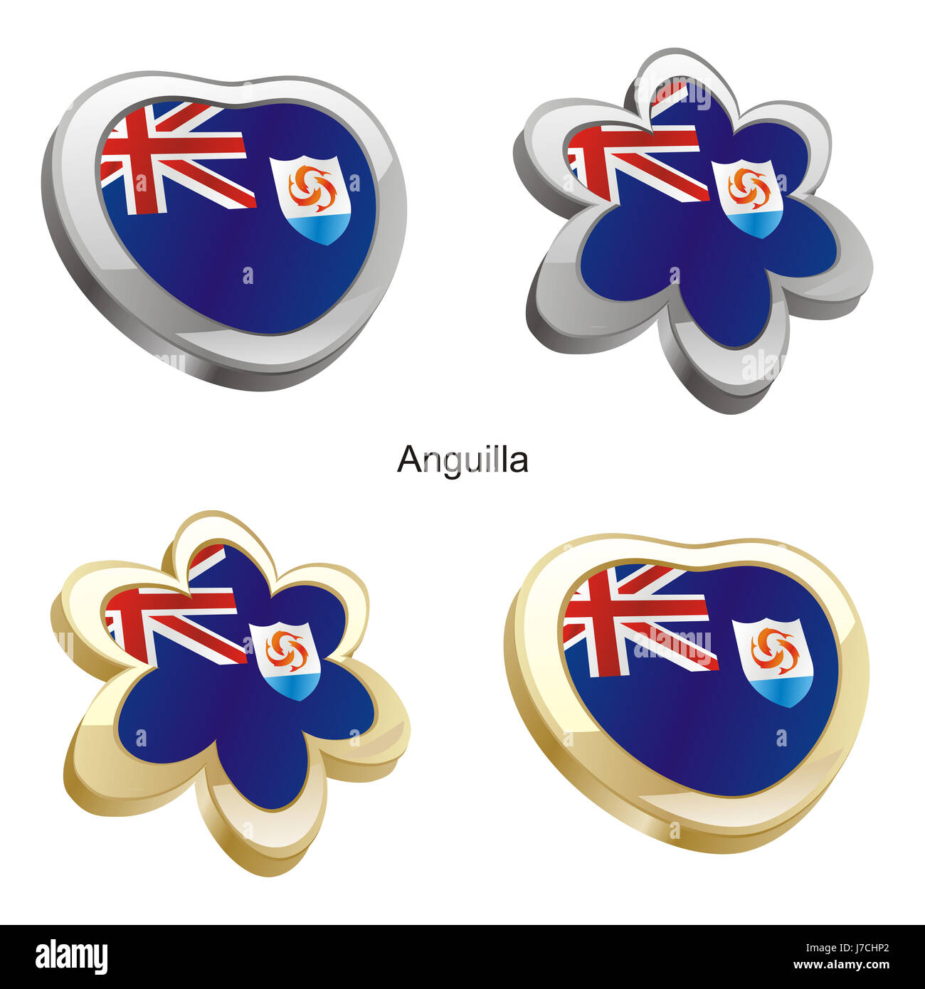 flower plant illustration flag anguilla heart travel colour emblem ...