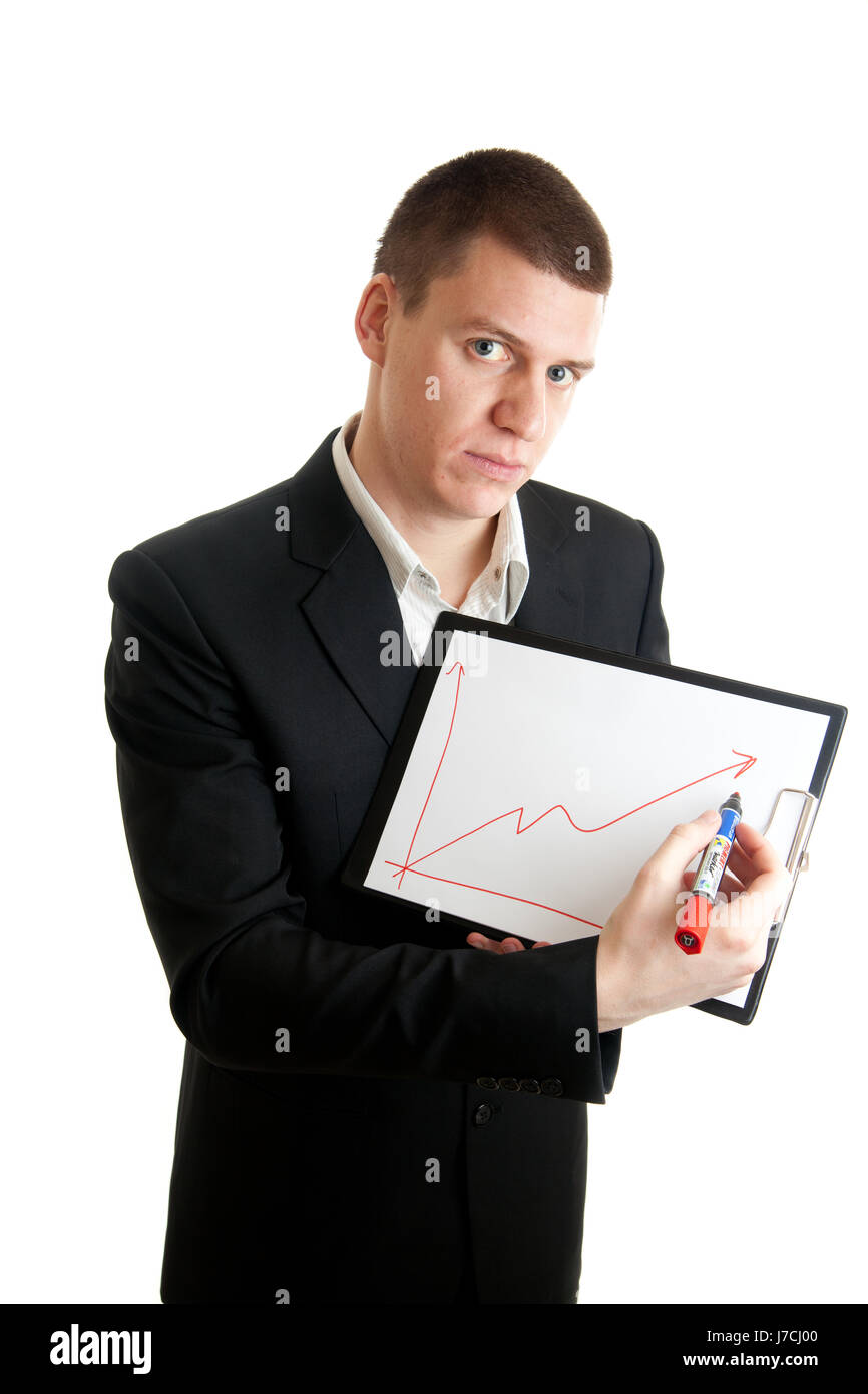 present chart business man businessman growth imagining graph clipboard ...