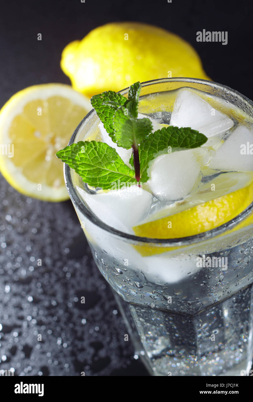 drink drinking bibs cold mineral water water mint ice cube lemon citron ...