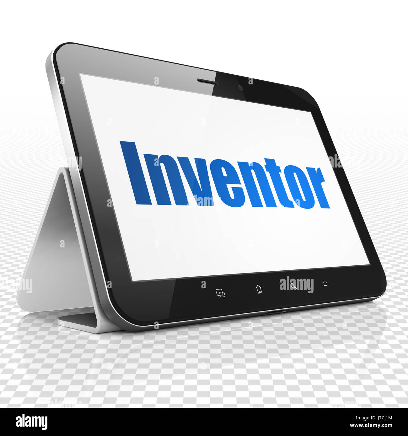 Science concept: Tablet Computer with Inventor on display Stock Photo ...