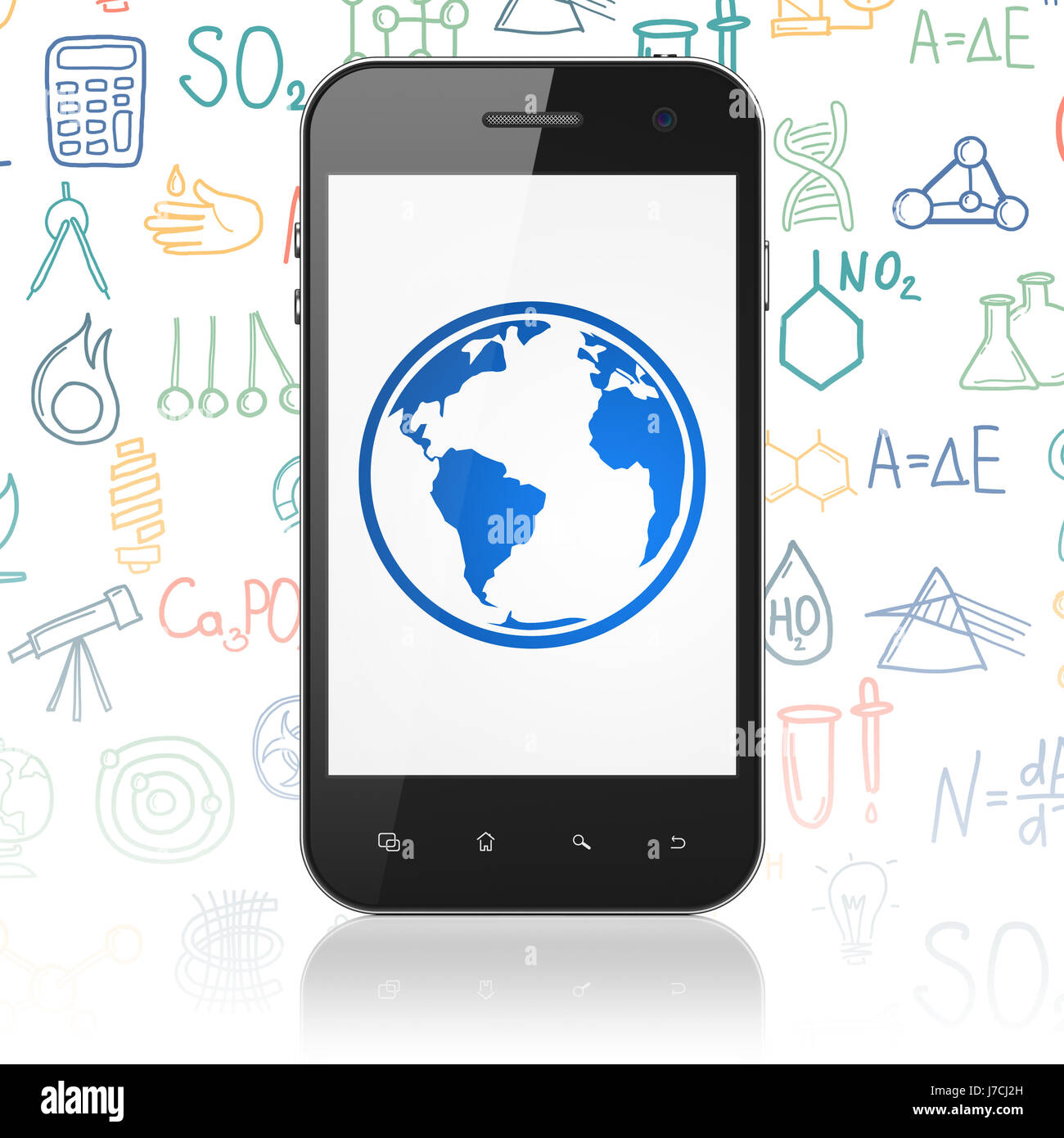 Science concept: Smartphone with Globe on display Stock Photo - Alamy