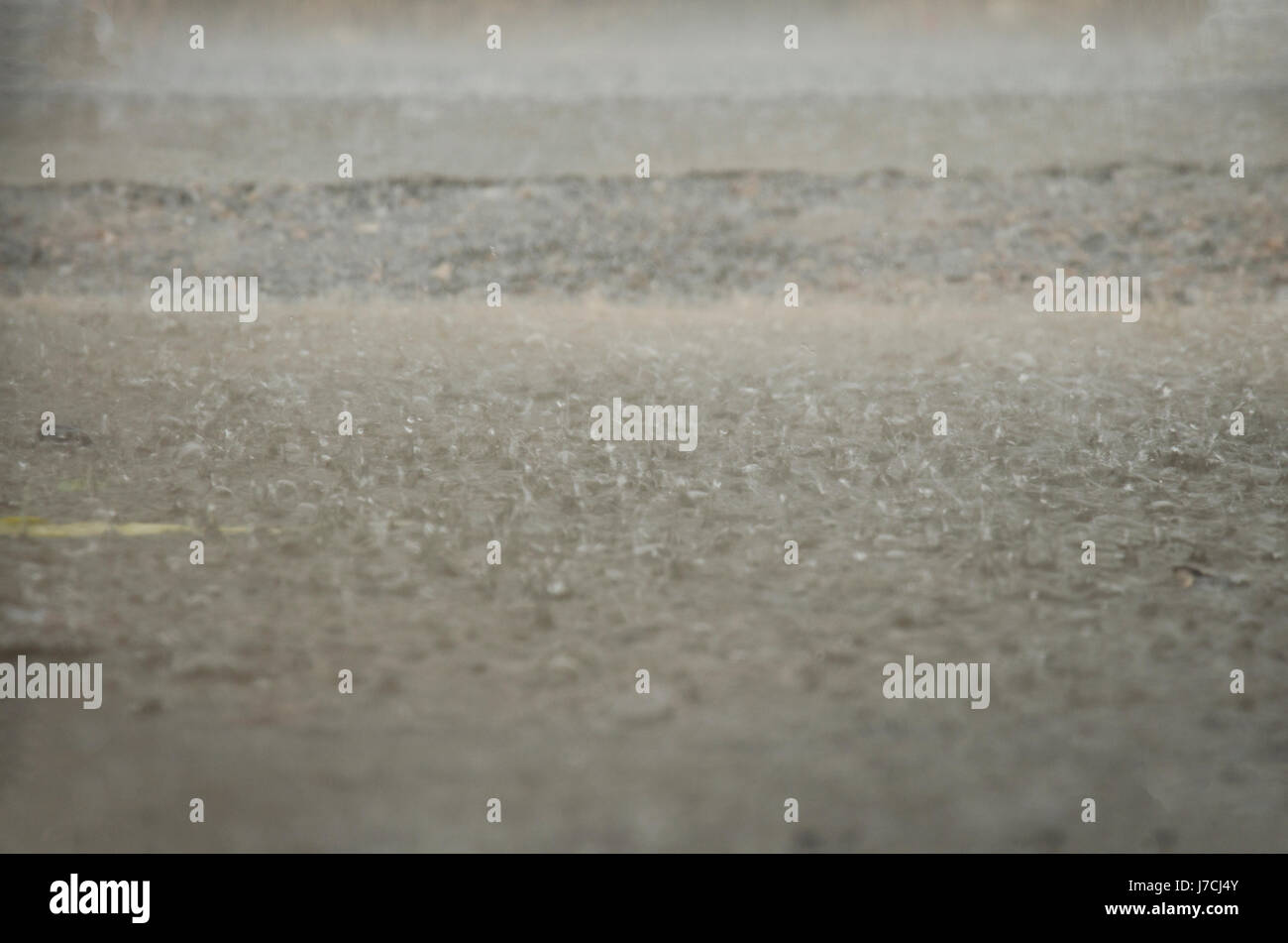 Thunderstorm and raining drop on ground at outdoor in Nonthaburi ...