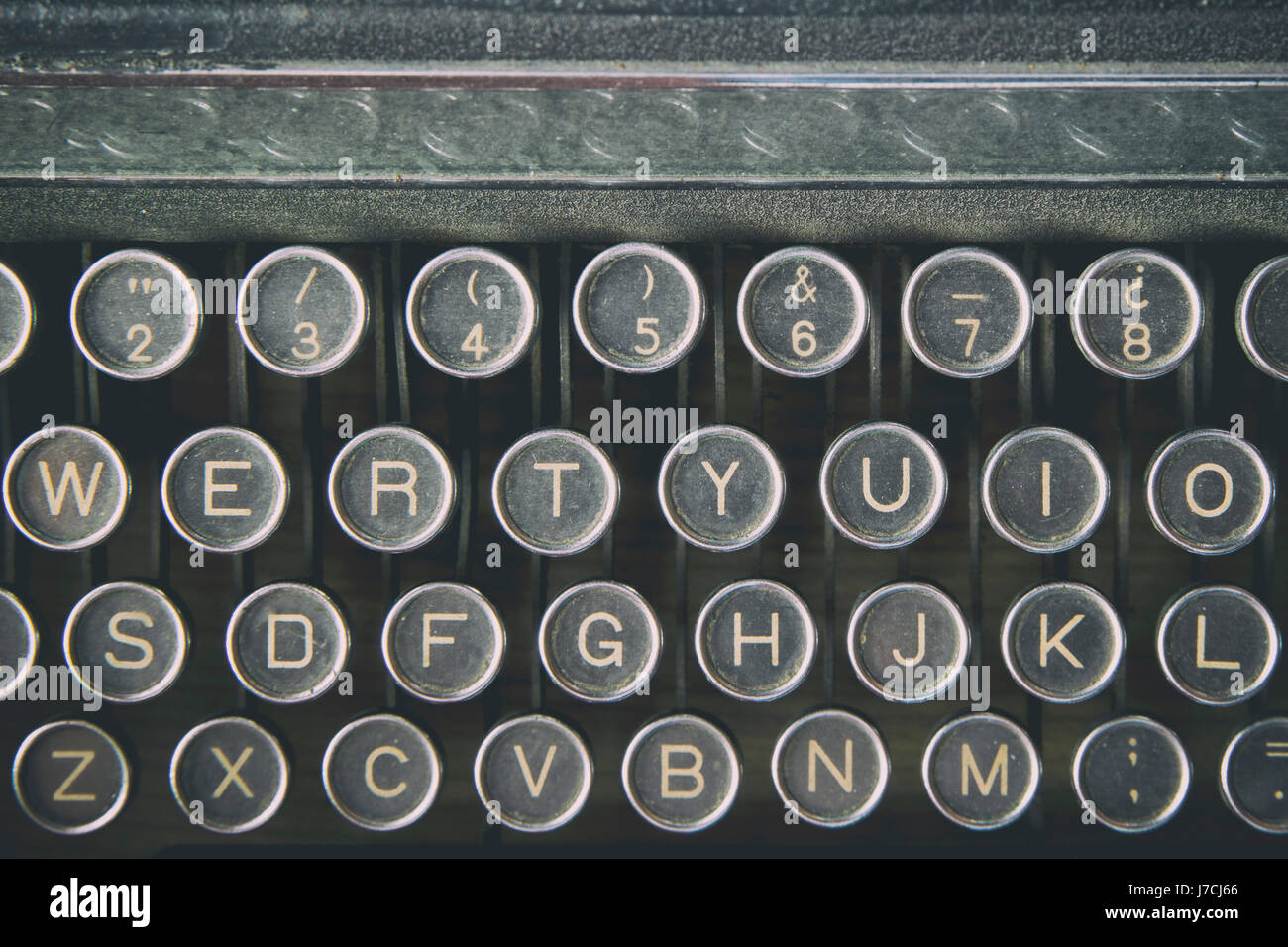 Close-up horizontal shot of a dusty obsolete typewriter keyboard Stock ...